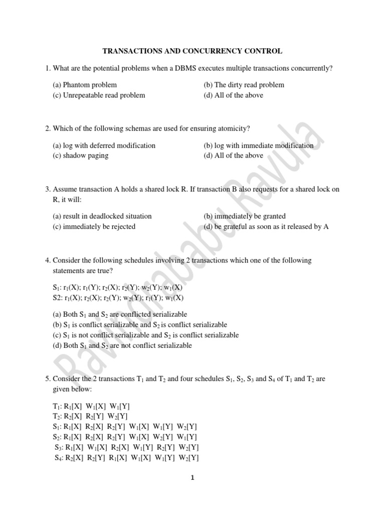 Transactions And Concurrency Control Pdf Concurrency Computer Science Data Management