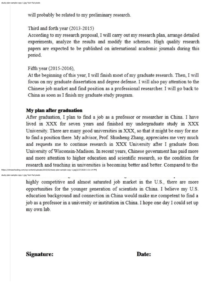How To Write A Study Plan China Schooling Study in China | PDF