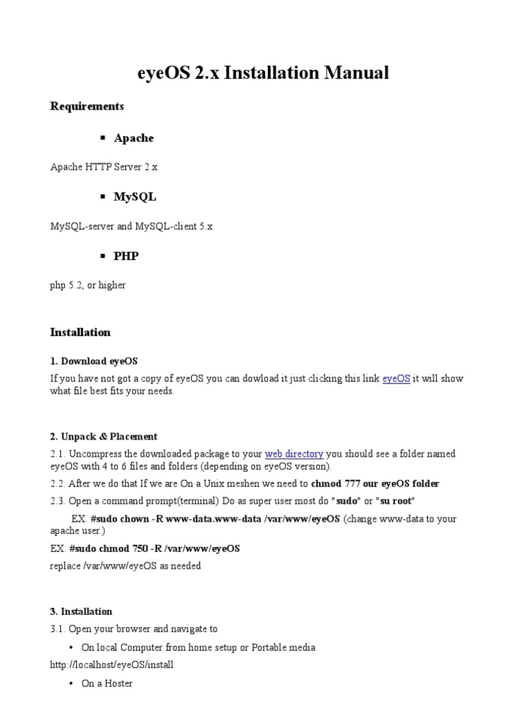 Eyeos-Installation Manual | PDF | Apache Http Server | World Wide Web