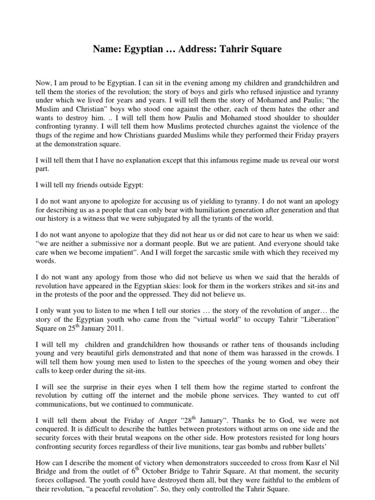 #JAN25 #EGYPT Name Egyptian Address Tahrir Square | PDF | Tahrir Square ...