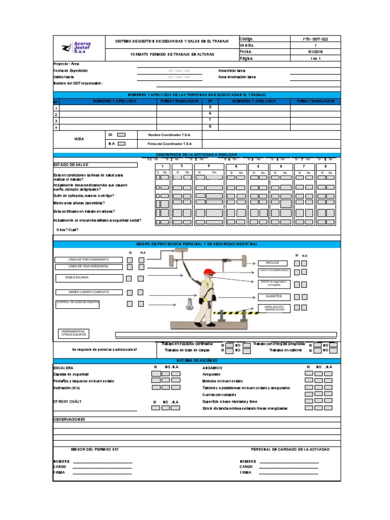 FT-SST-022 Formato Permiso TSA | PDF