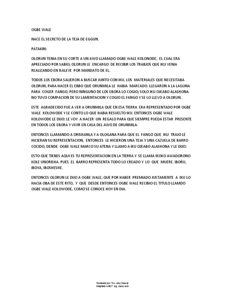 Ogbe Wale Teja | PDF | Arte | Religión y espiritualidad