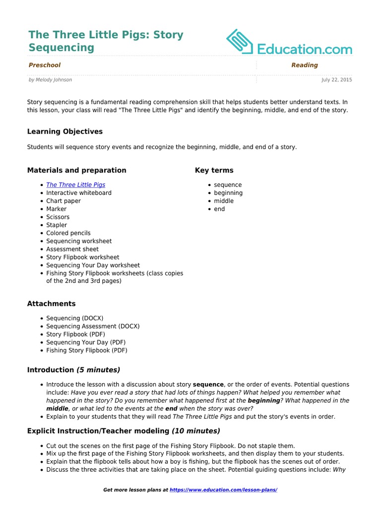 The Three Little Pigs Story Sequencing PDF | PDF | Reading ...