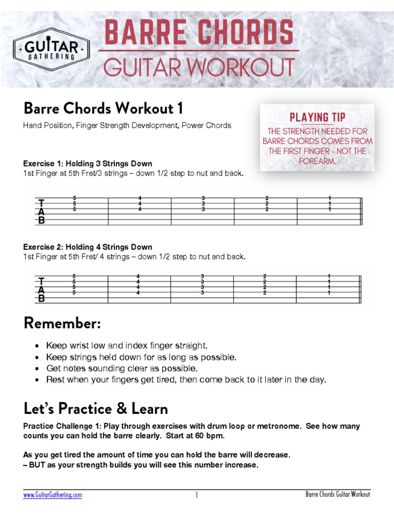 Barre Chords Workout 1: Hand Position, Finger Strength Development ...