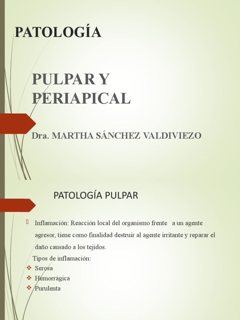 Patología Pulpar y Periapical | PDF | Enfermedades y trastornos | Medicina CLINICA