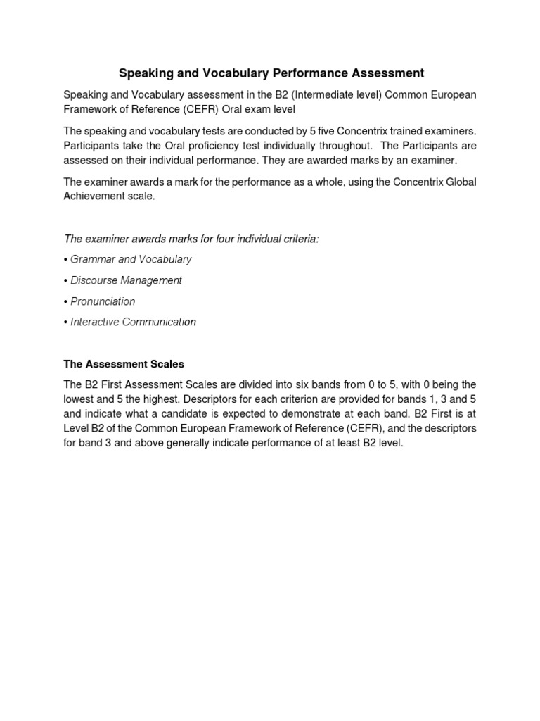 B2 Oral English Proficiency Assessment | PDF | Learning | Cognition