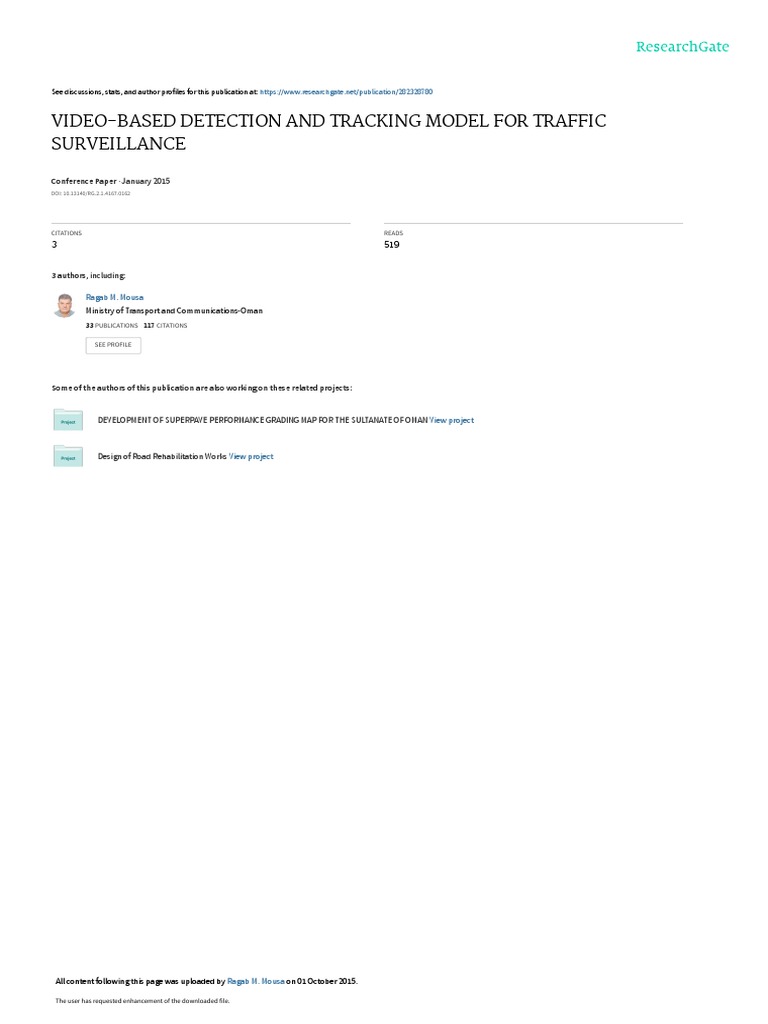Video-Based Detection and Tracking Model For Traffic Surveillance | PDF ...