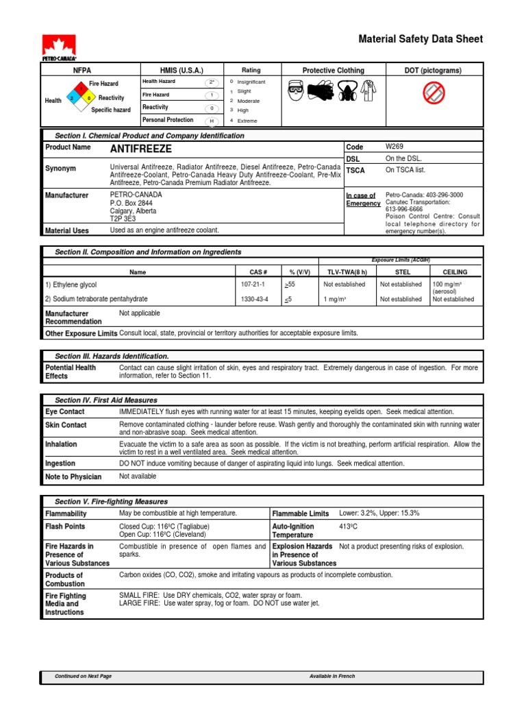 Material Safety Data Sheet: Section I. Chemical Product and Company ...