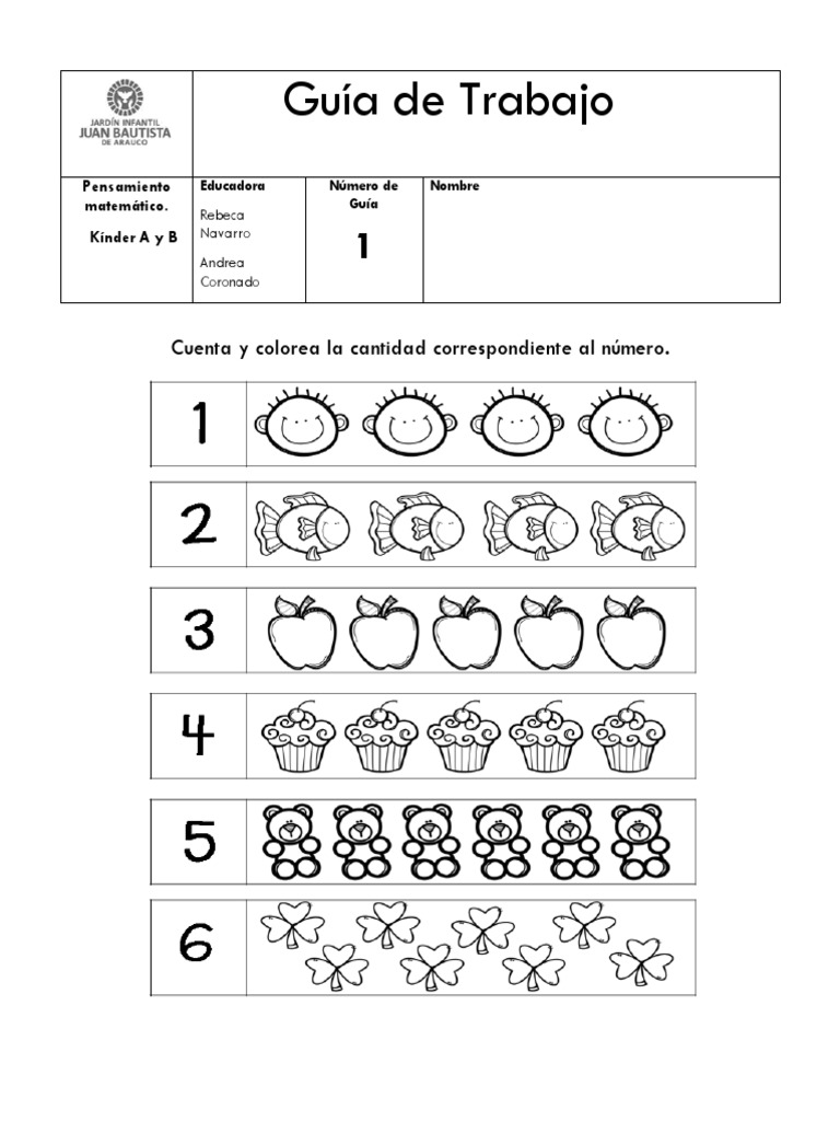 1 Guia de Trabajo Kinder Matematicas | PDF