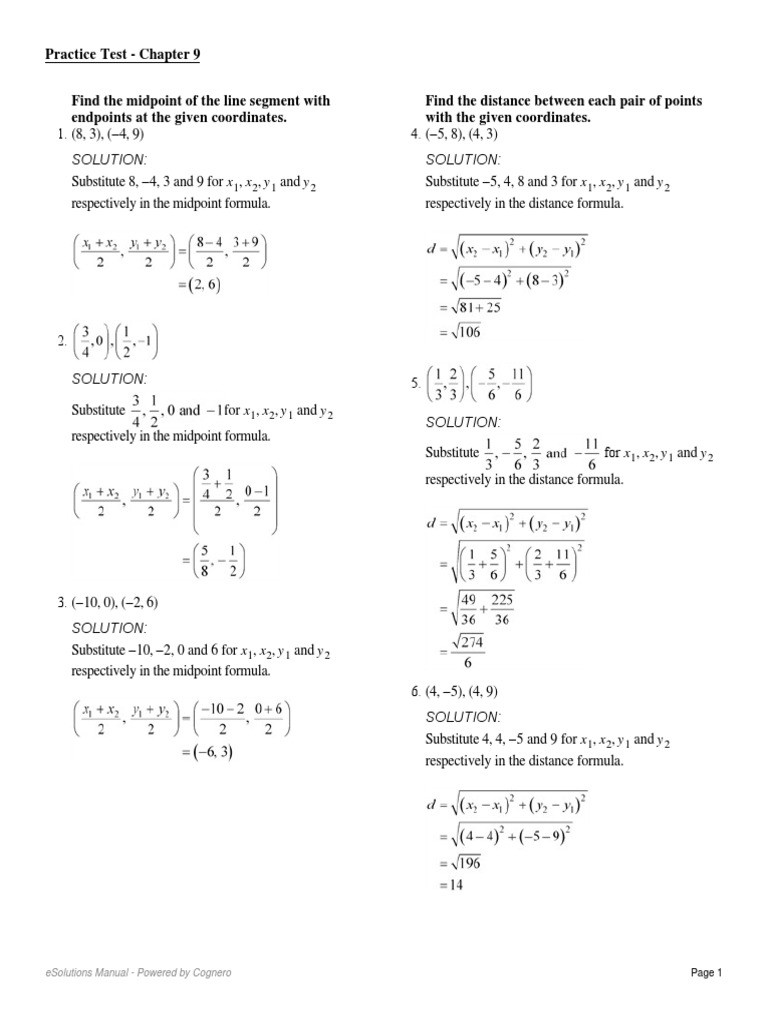 A2T Practice - Test - Chapter - 9 Solutions | PDF | Ellipse | Equations