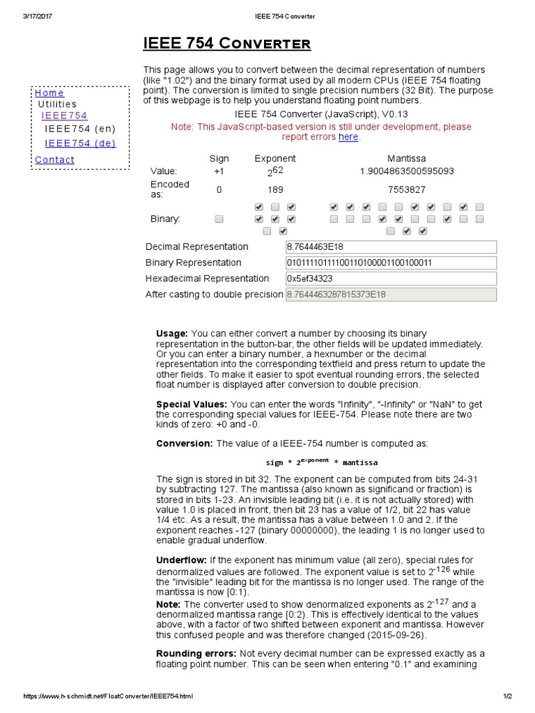 IEEE 754 Converter | PDF | Theoretical Computer Science | Mathematical ... IEEE 754 Converter | PDF | Theoretical Computer Science | Mathematical ...