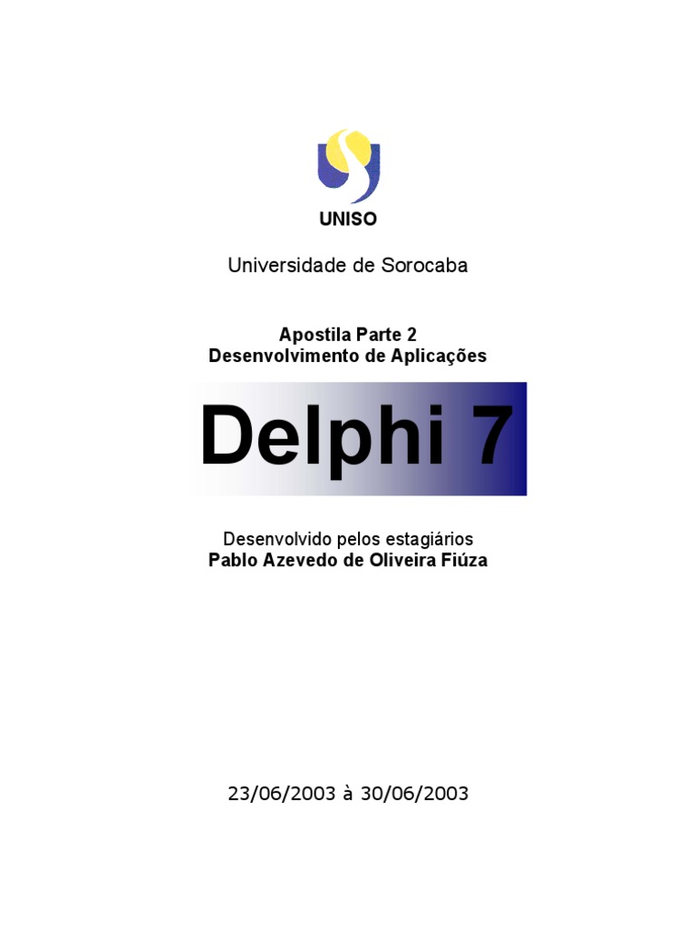Delphi 7: Controle e Banco de Dados | PDF | Bancos de dados | Informática