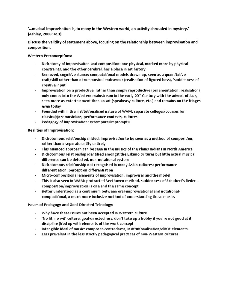 Improvisation Plan | Download Free PDF | Improvisation | Epistemology