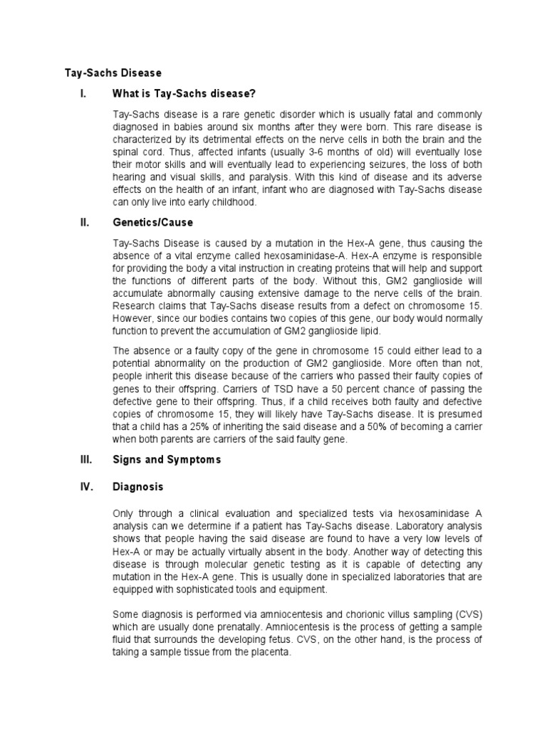 Tay-Sachs Disease | PDF | Genetic Disorder | Medical Genetics