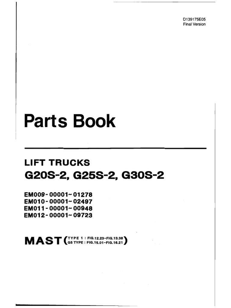 Doosan Forklift G20-25-30 (S-2) 12-00346 Parts Book - EN PDF | PDF