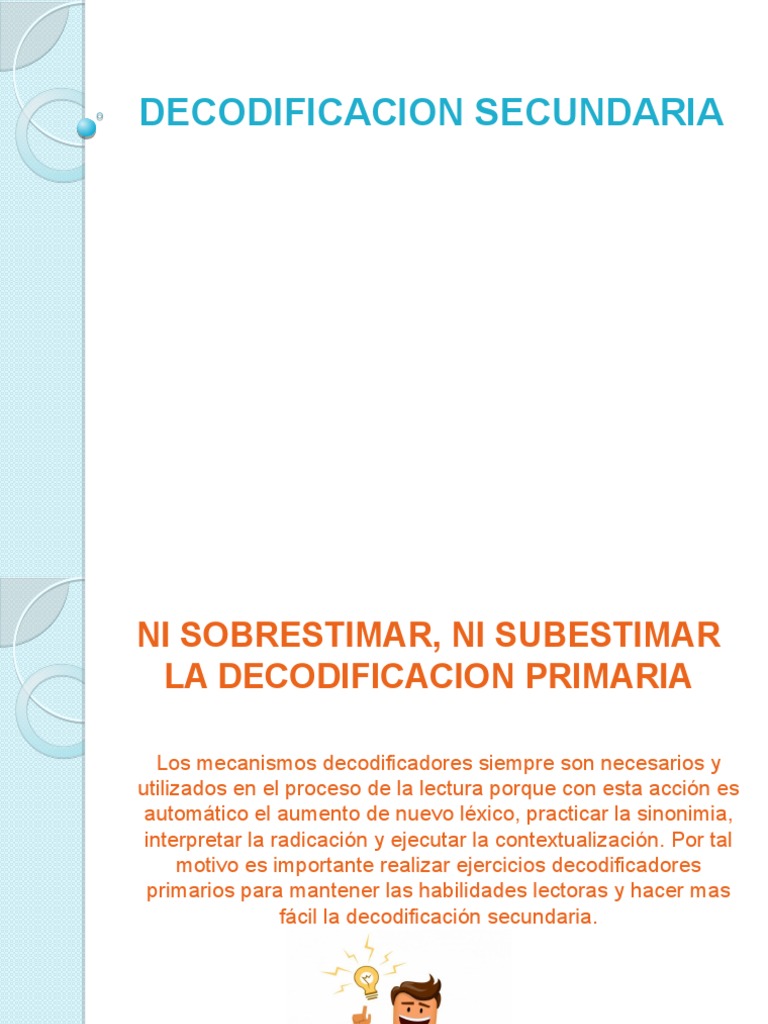 Decodificación Secundaria en Lectura | PDF | Proposición | Oración ...