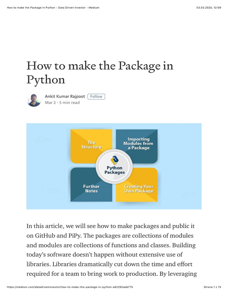 How To Make The Package in Python - Data Driven Investor - Medium | PDF ...