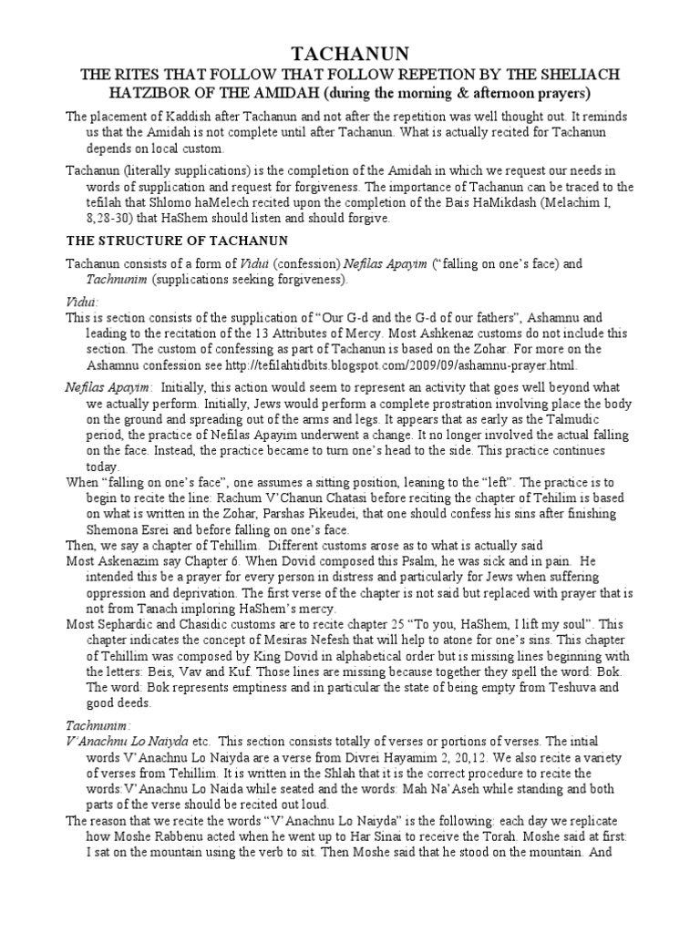 TACHANUN | PDF | Jewish Prayer | Worship