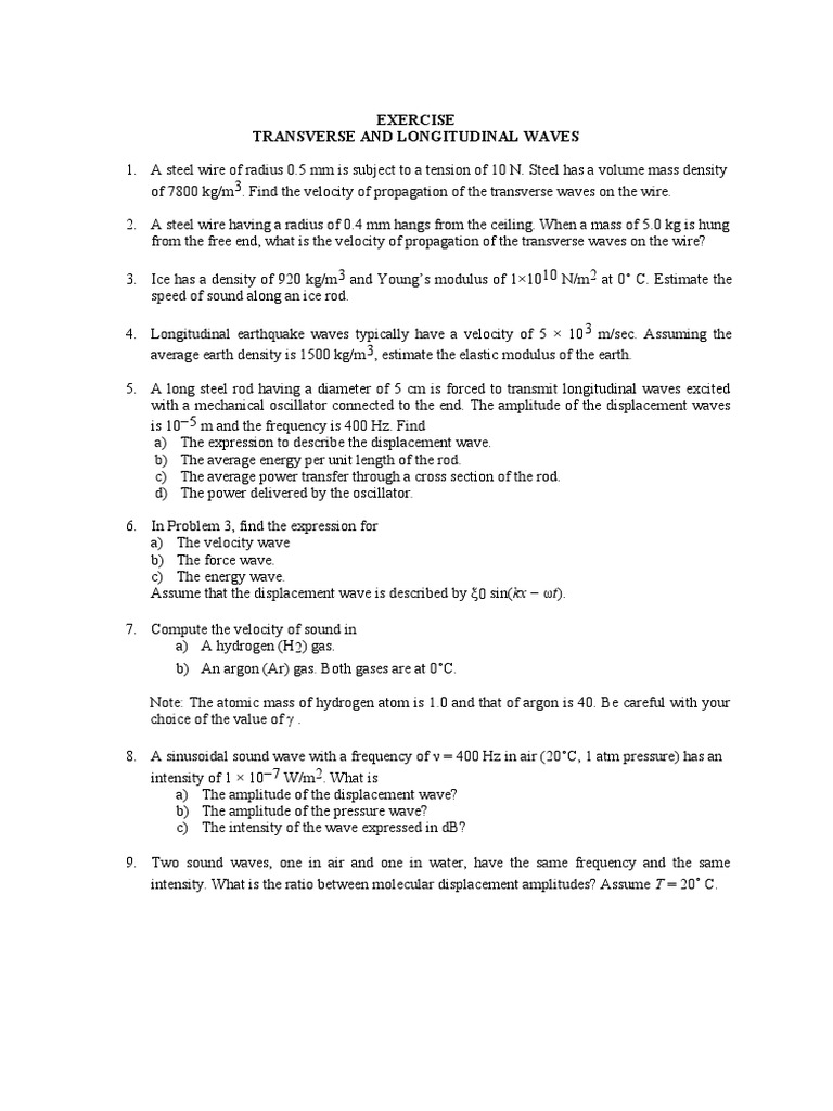 Wave Propagation Exercises | PDF