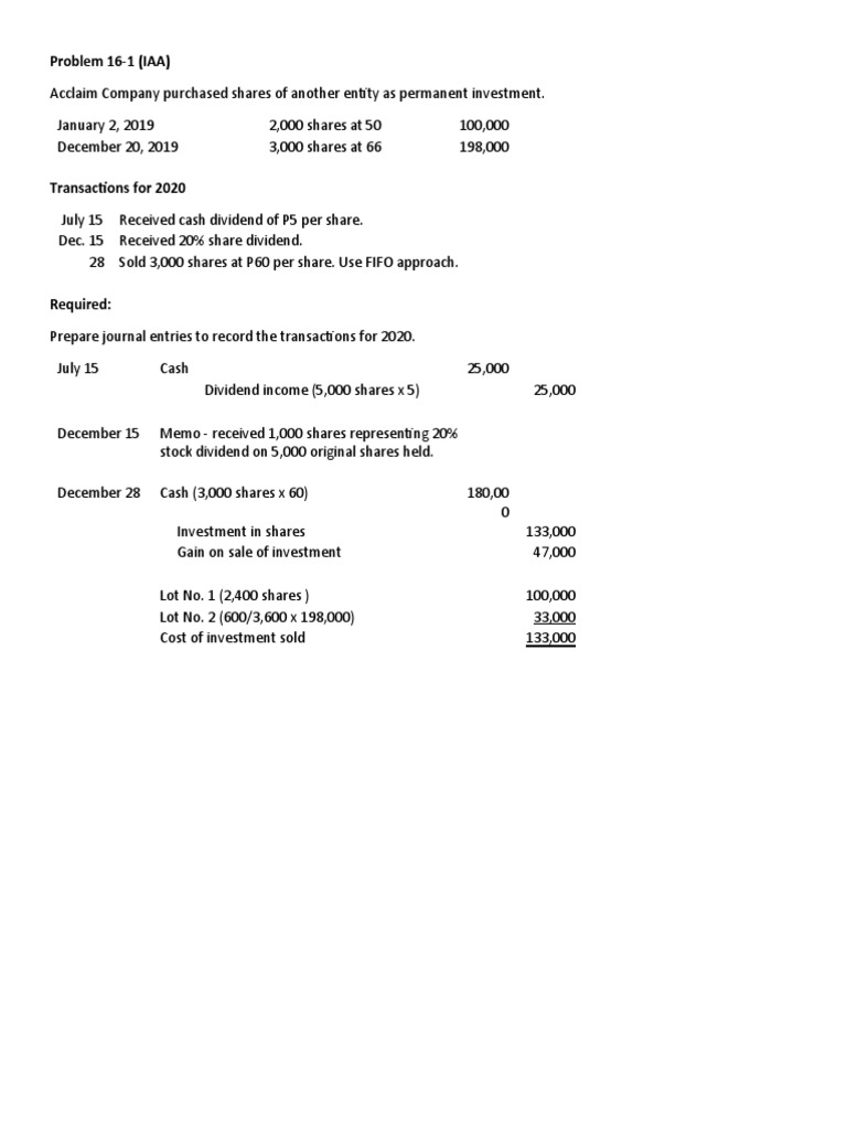 Activity 2 Investments in Equity Securities | PDF | Dividend ...