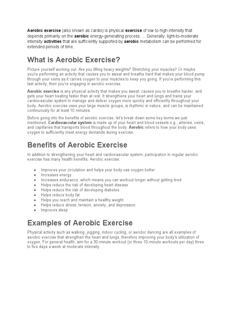 What Is Aerobic Exercise?: Aerobic Exercise (Also Known As Cardio) Is ...