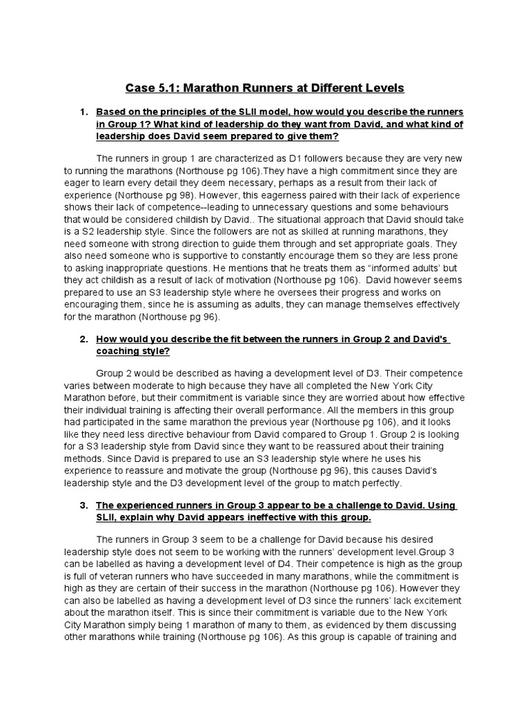 Case 5.1: Marathon Runners at Different Levels | PDF | Leadership ...
