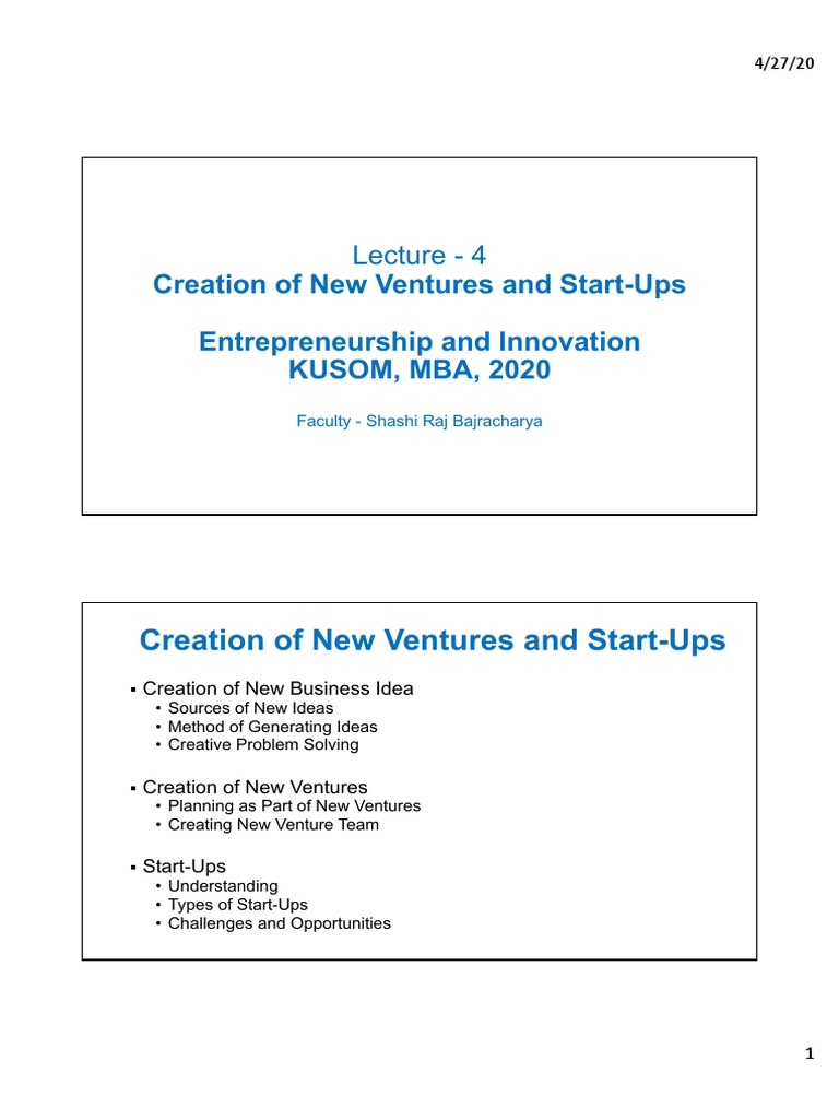 New Ventures and Start-Ups Guide | PDF | Startup Company | Small ...