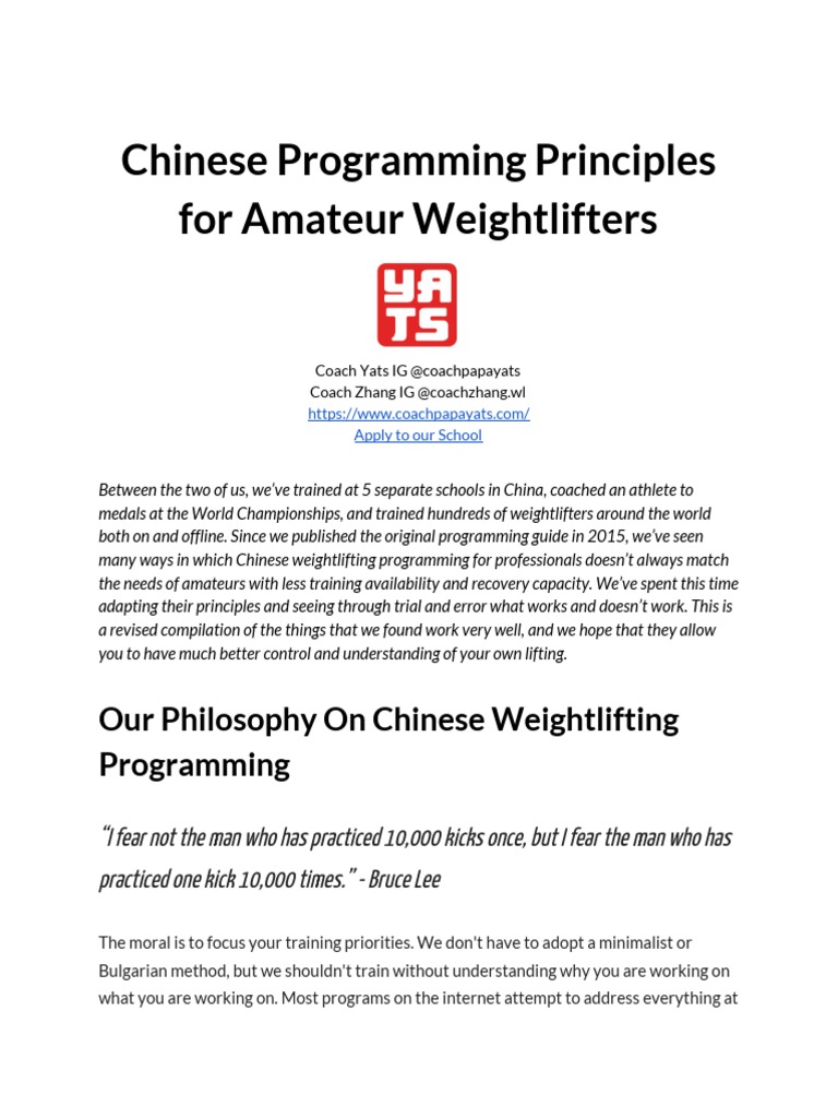Chinese Programming Principles For Amateur Weightlifters | PDF ...