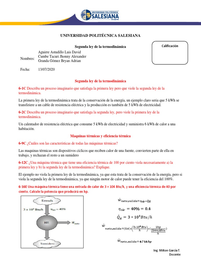 Aguirre Luis-Cumbe Jhonny - Granda Adrian - 2da Ley de Termodinamica ...