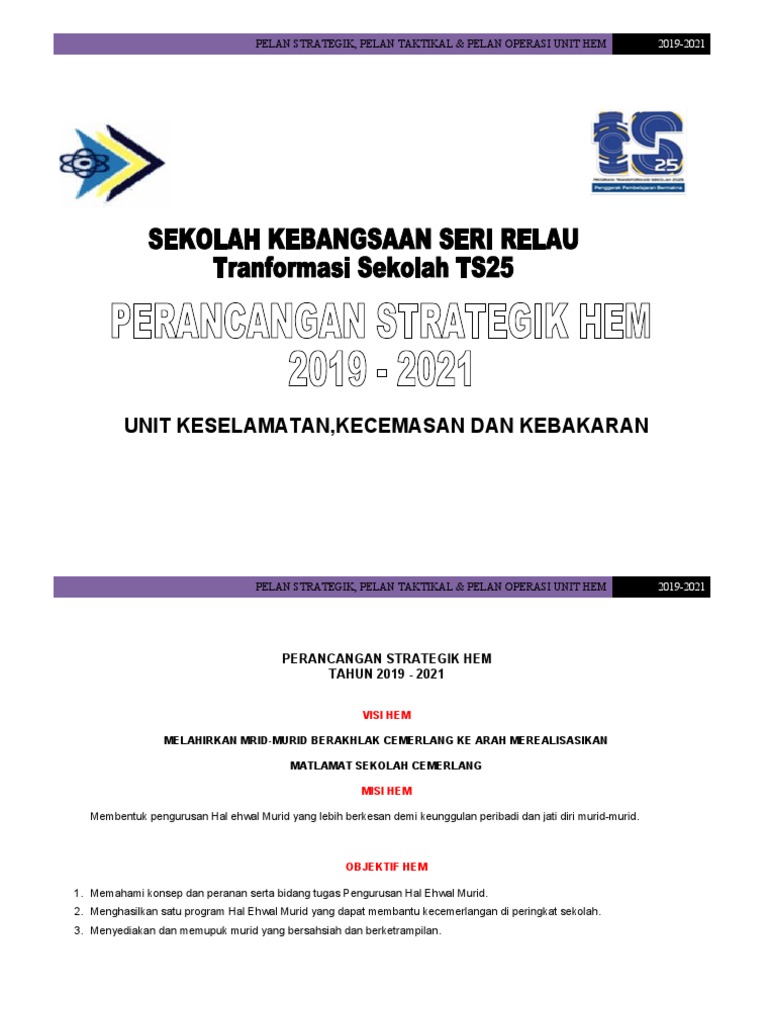 Perancangan-Strategik-HEM UNIT KESELAMATAN 2019 - 2021 | PDF