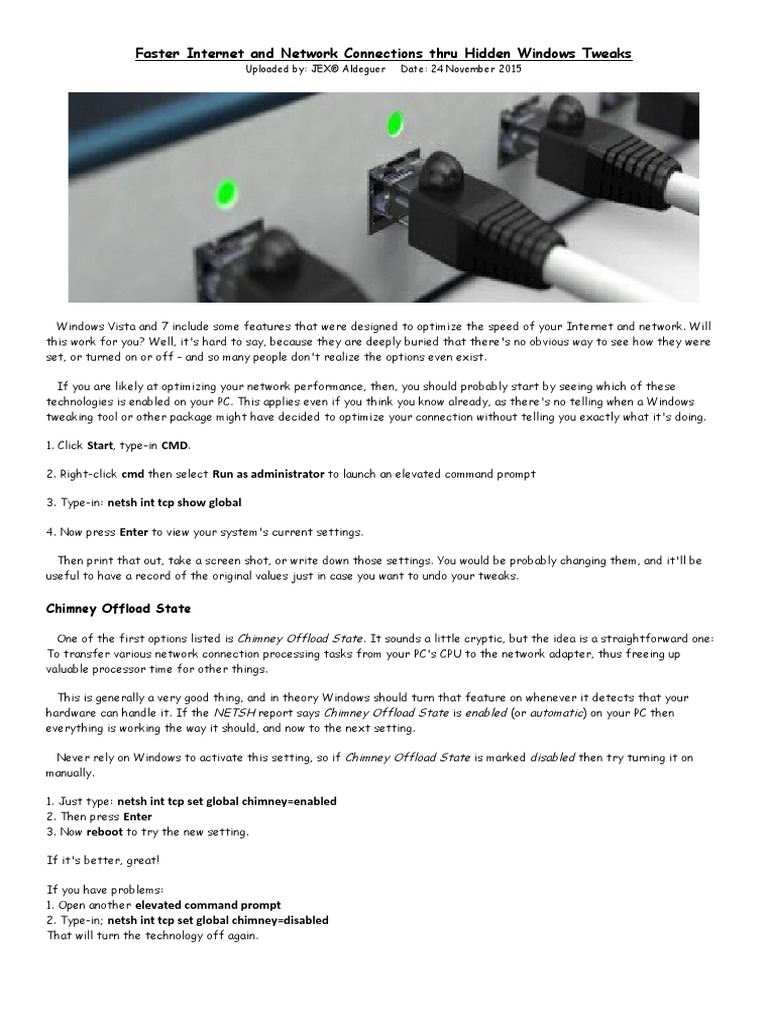 Faster Internet and Network Connections Thru Hidden Windows Tweaks ...
