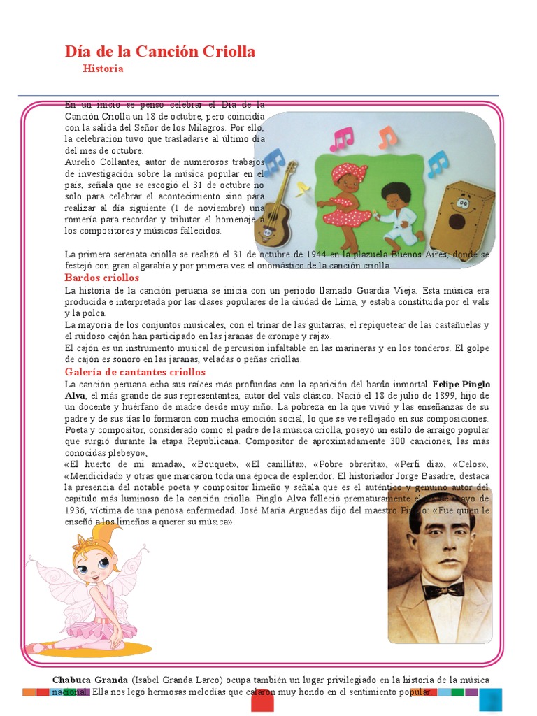 Historia del Día de la Canción Criolla | PDF | Musica Latinoamericana ...