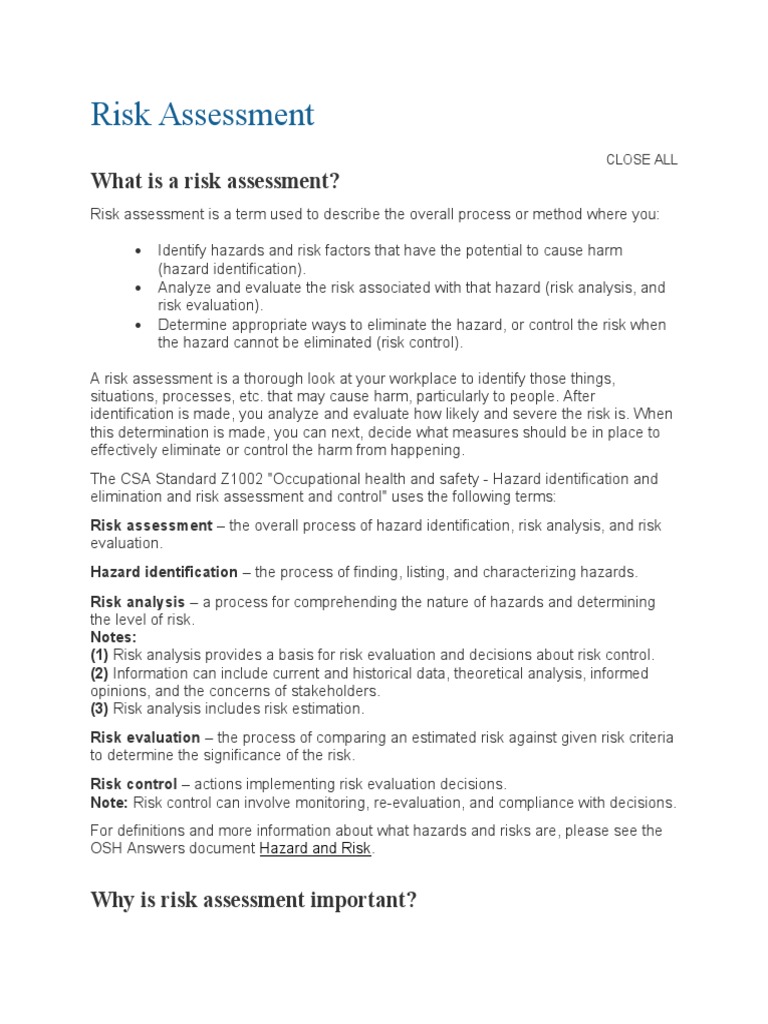 What Is A Risk Assessment? | PDF | Risk Assessment | Risk