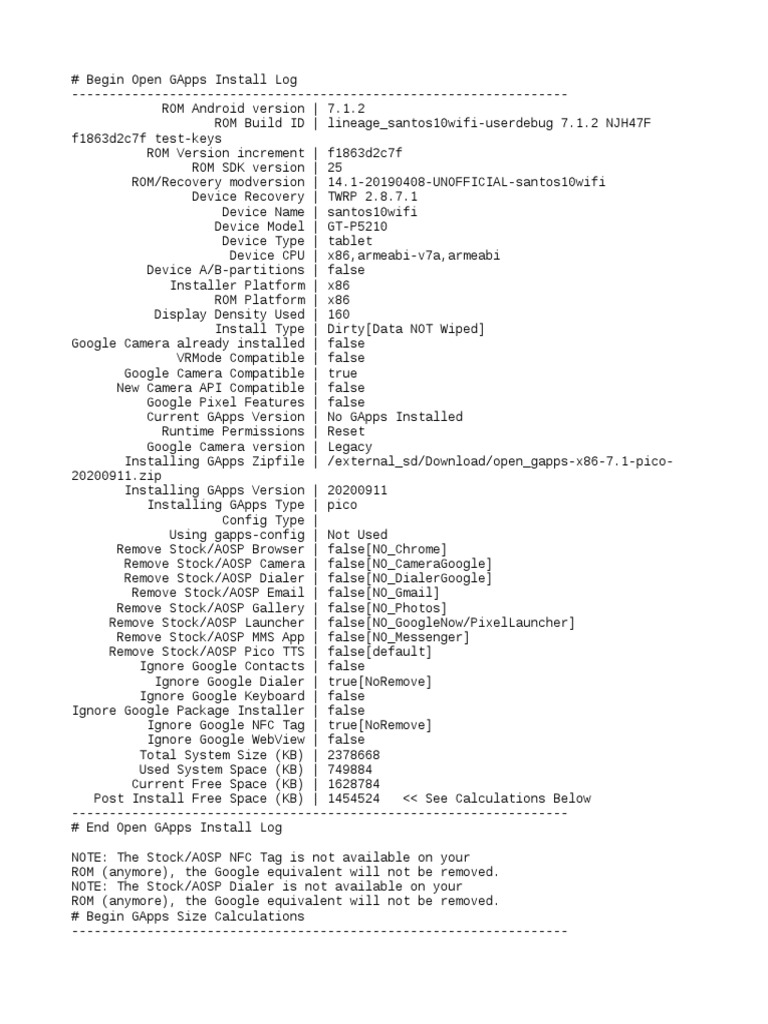 Open Gapps Log | PDF | Android (Operating System) | Embedded Linux Distributions