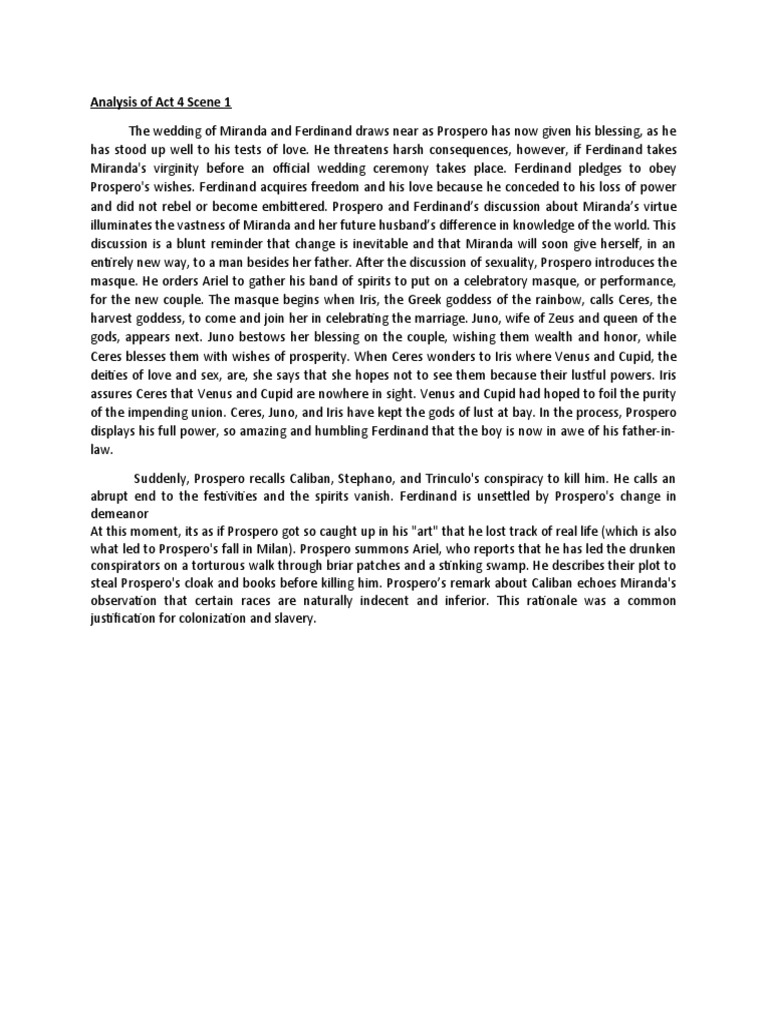 Analysis of Act 4 Scene 1 | PDF | The Tempest