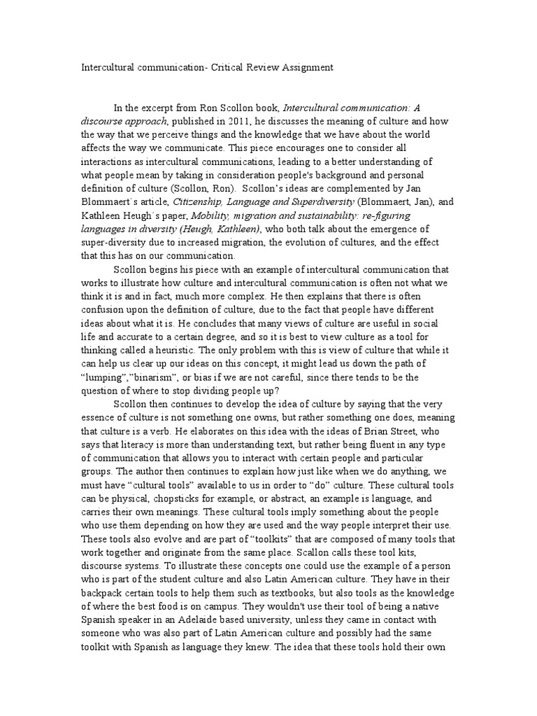 Assignment 1 - Interc Communication | PDF | Cross Cultural ...