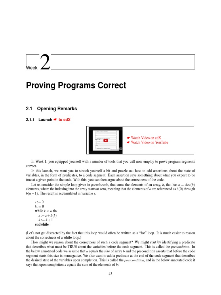 Proving Programs Correct: 2.1 Opening Remarks | PDF | Applied Mathematics | Mathematical Logic