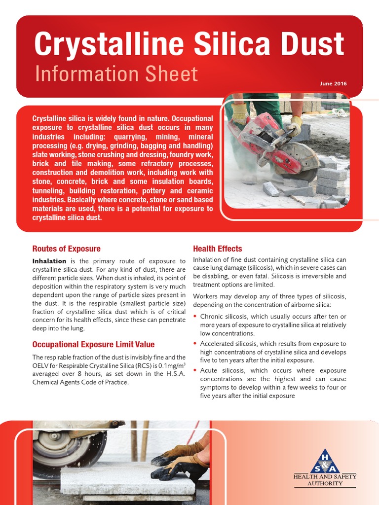 Information Sheet: Crystalline Silica Dust | PDF | Personal Protective ...