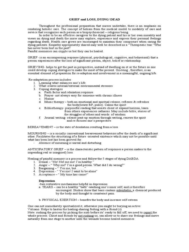 Grief and Loss, Dying/ Dead | PDF | Grief | Death