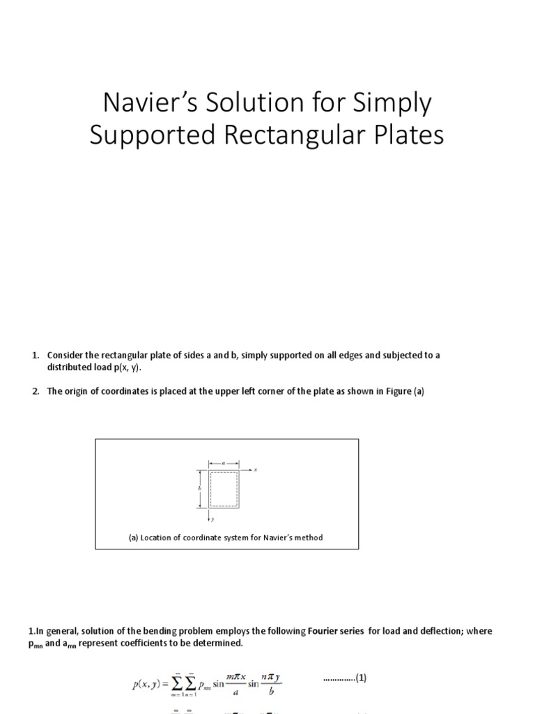 Navier's Solution For Simply Supported Rectangular Plates | PDF ...