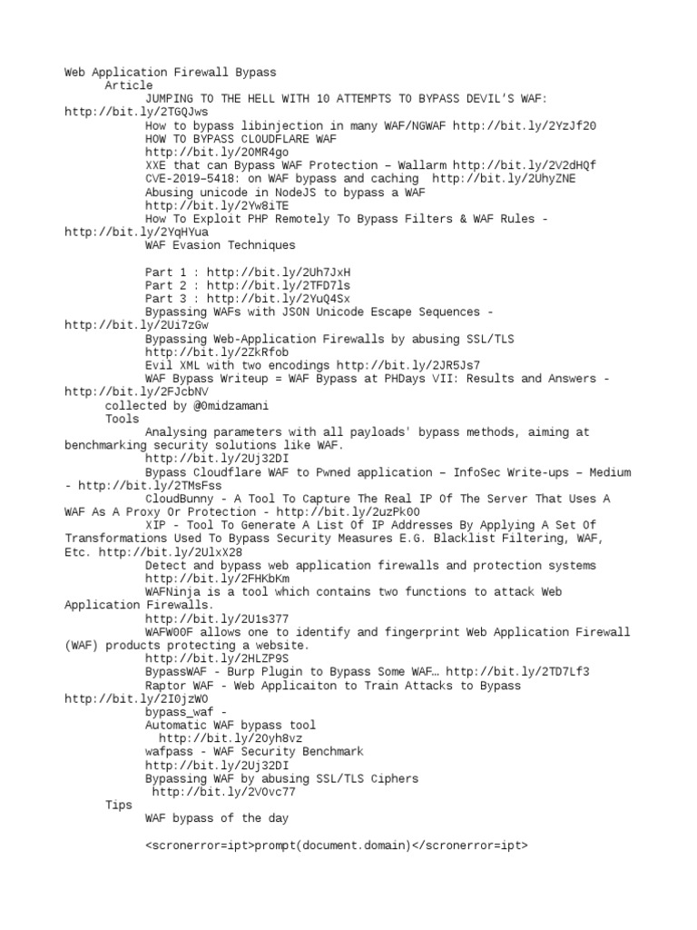 Web Application Firewall Bypass | PDF | Firewall (Computing) | Proxy Server
