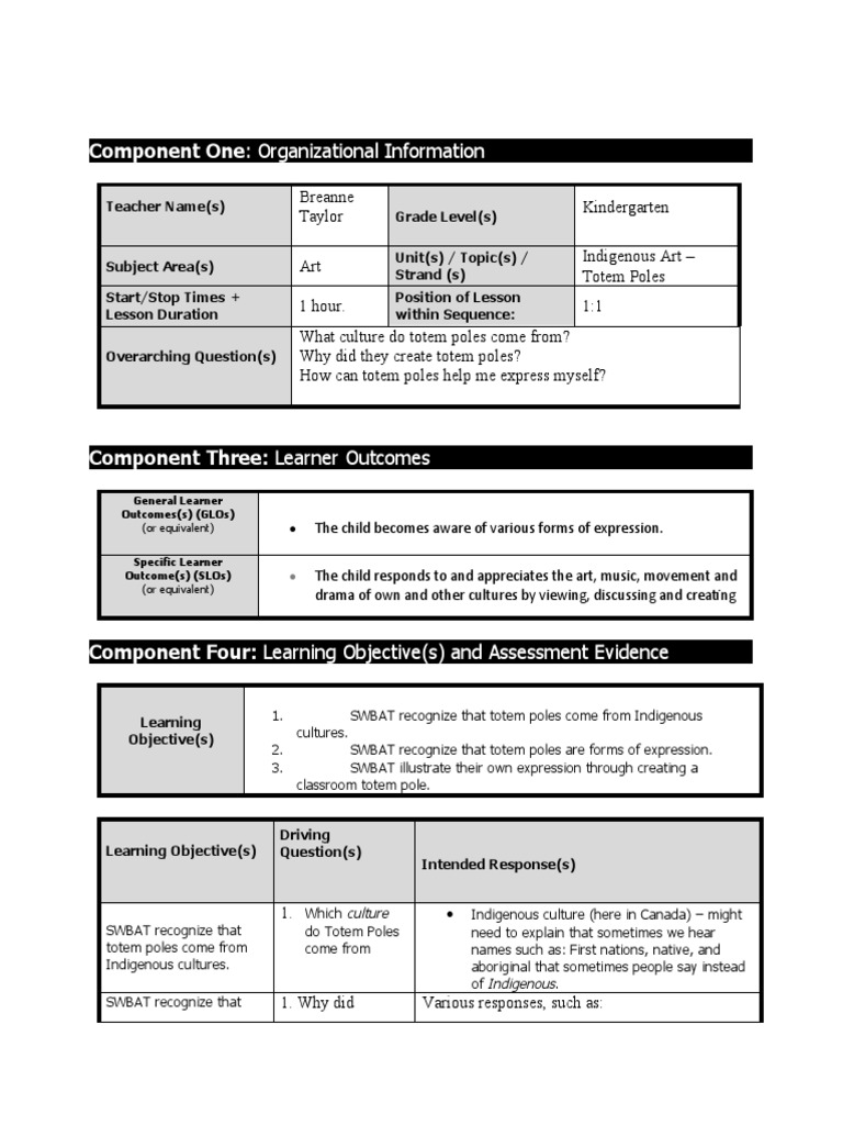 Lesson Plan Art Totem Poles 2 | PDF | Classroom | Learning