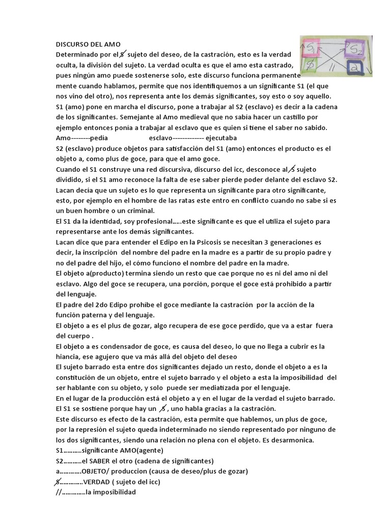 Los 4 Discursos | PDF | Jacques Lacan | Psicoanálisis