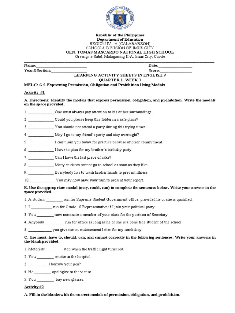 Las-English-Quarter - 1 Week 1 | PDF