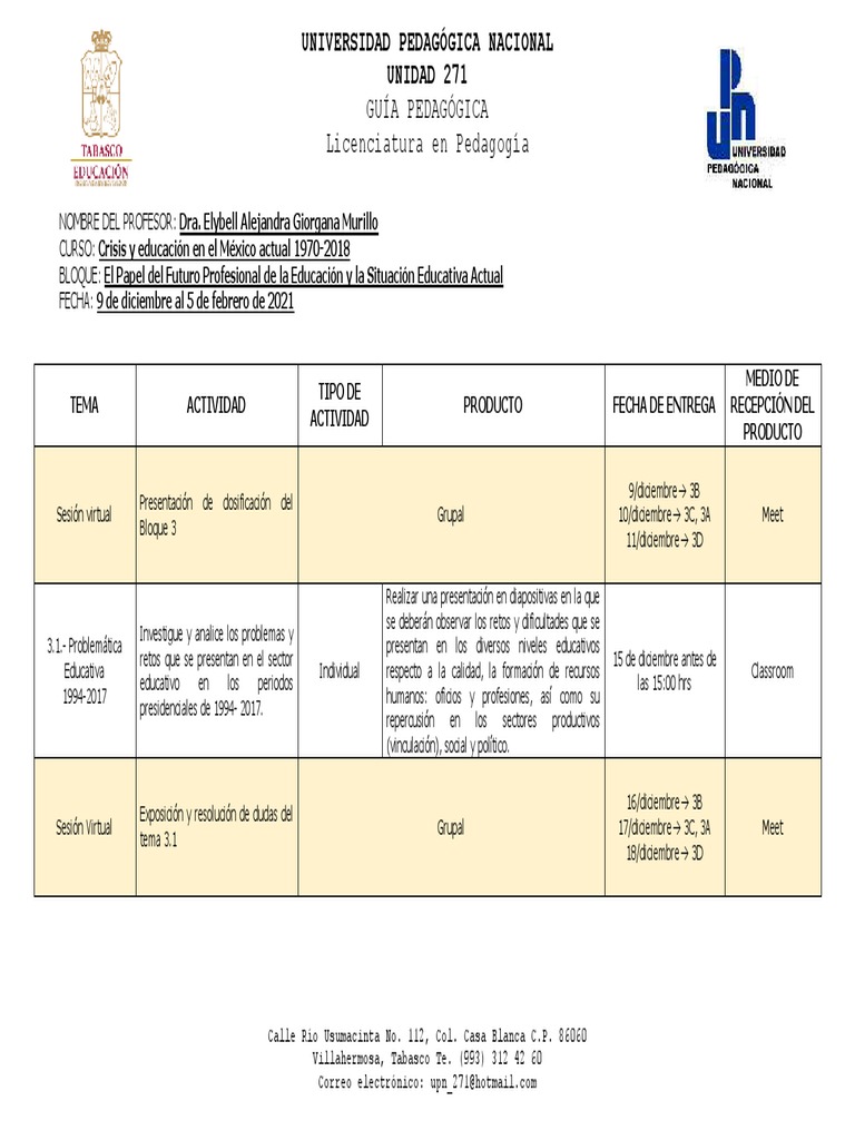 Bloque 3. El Papel Del Futuro Profesional de La Educación y La ...