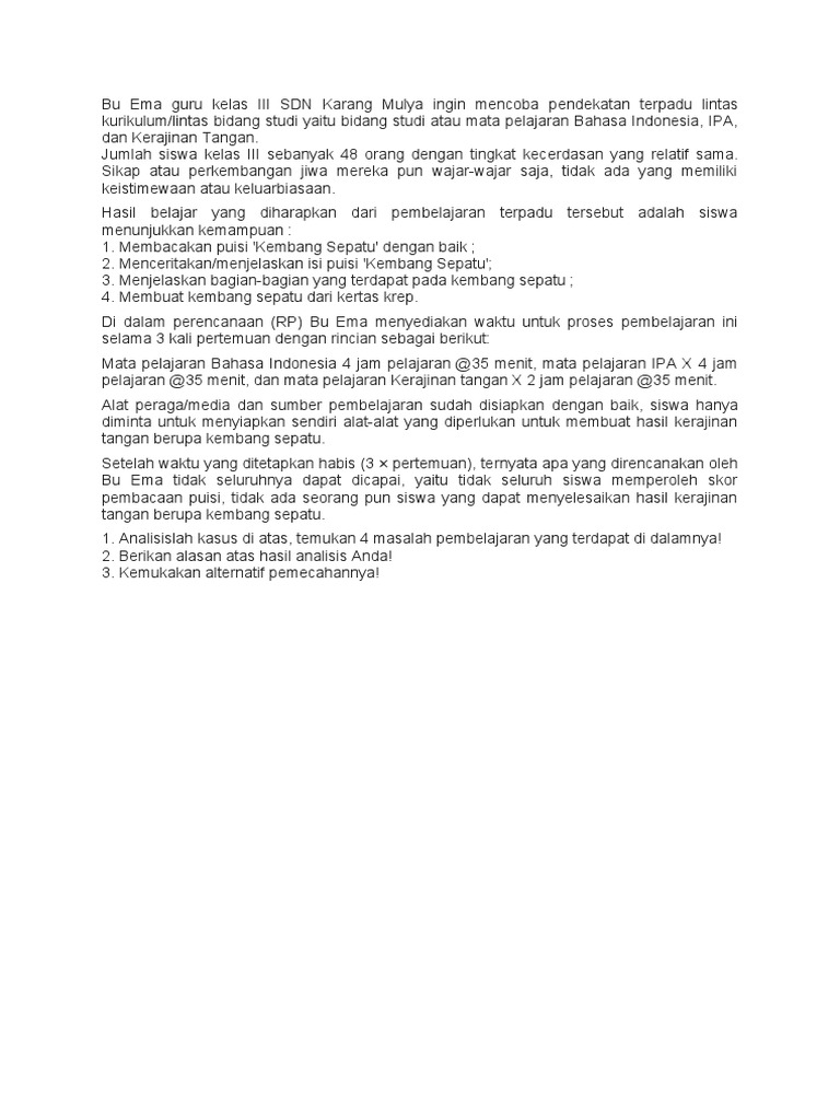 Kasus Pembelajaran Bu Ema | PDF