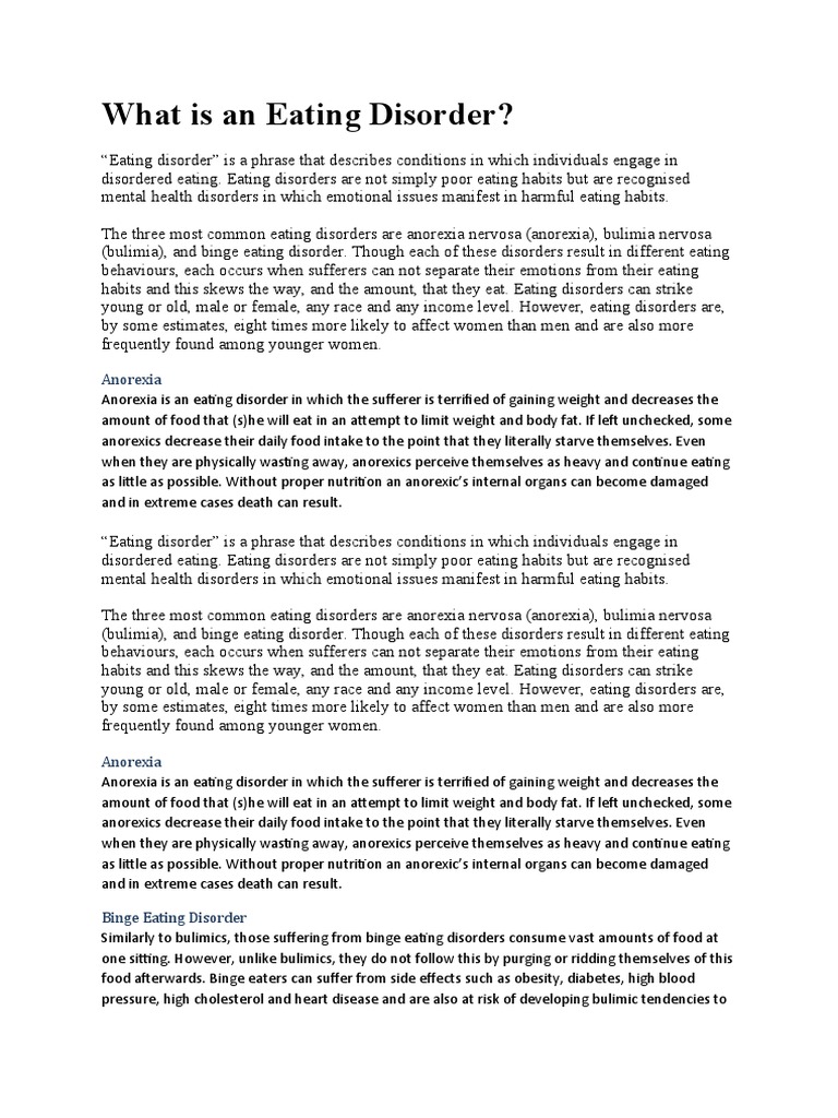 What Is An Eating Disorder | PDF | Anorexia Nervosa | Eating Disorder