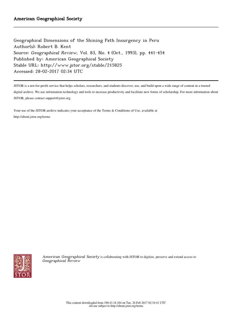 Geographical Dimensions of The Shining Path Insurgency in Peru | PDF ...