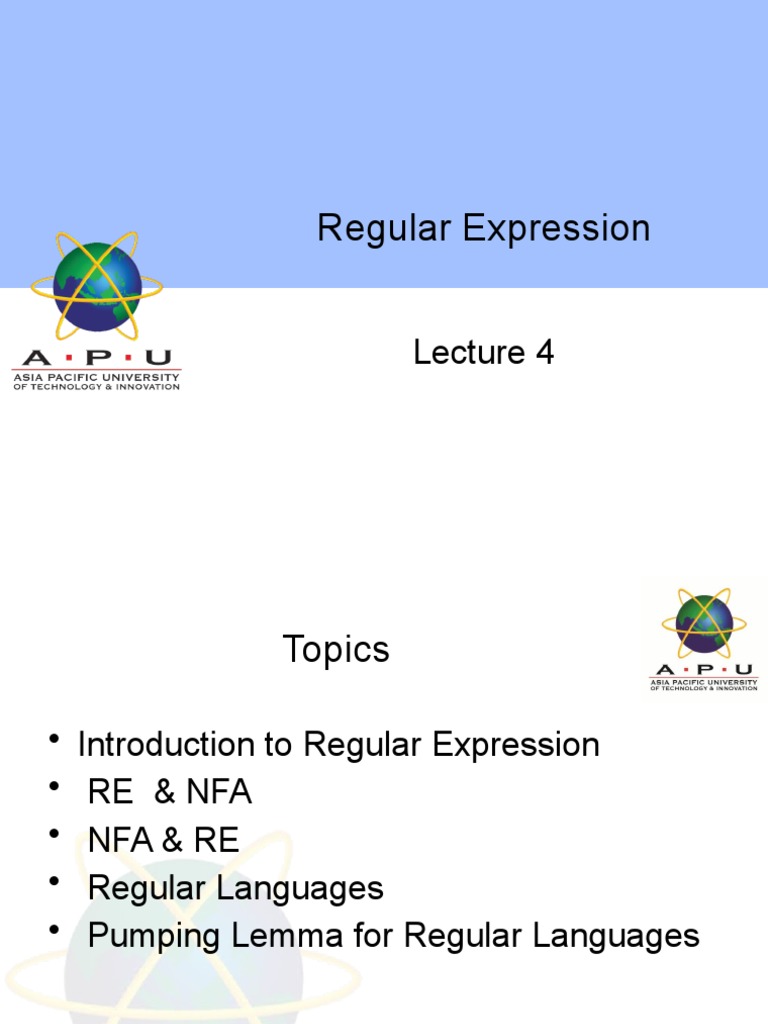 CT Lecture 4-RE | PDF | Regular Expression | Computer Science