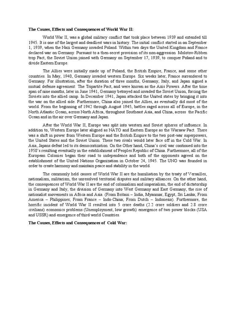 The Causes, Effects and Consequences of World War II | PDF | World War ...